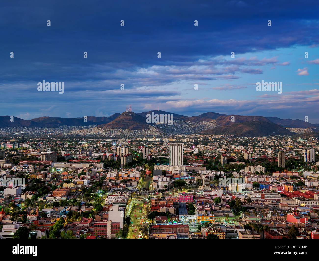 City Centre Skyline at dusk, elevated view, Mexico City, Mexico Stock ...