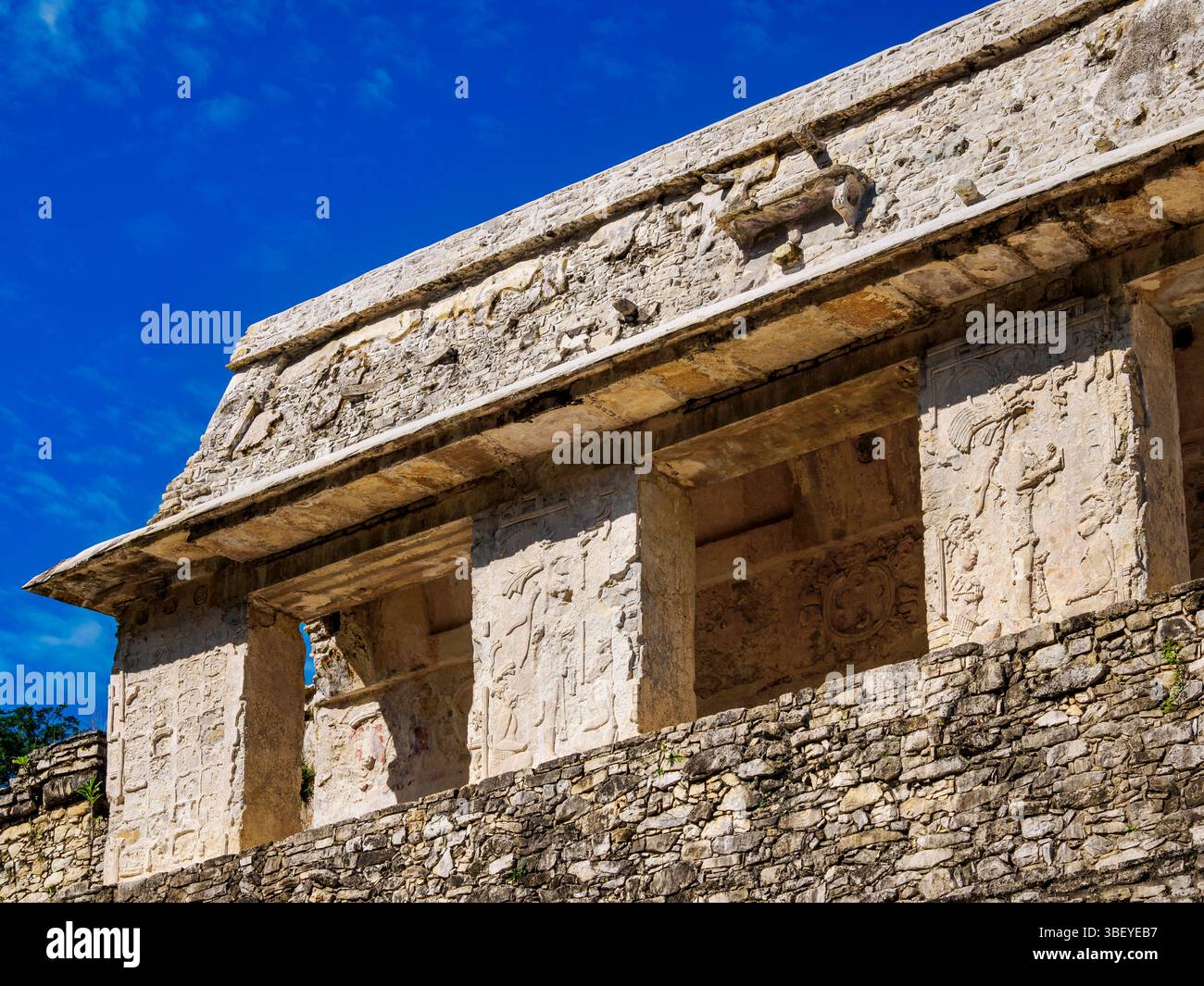 The Palace, detailed view, Palenque Archaeological Site, Palenque ...