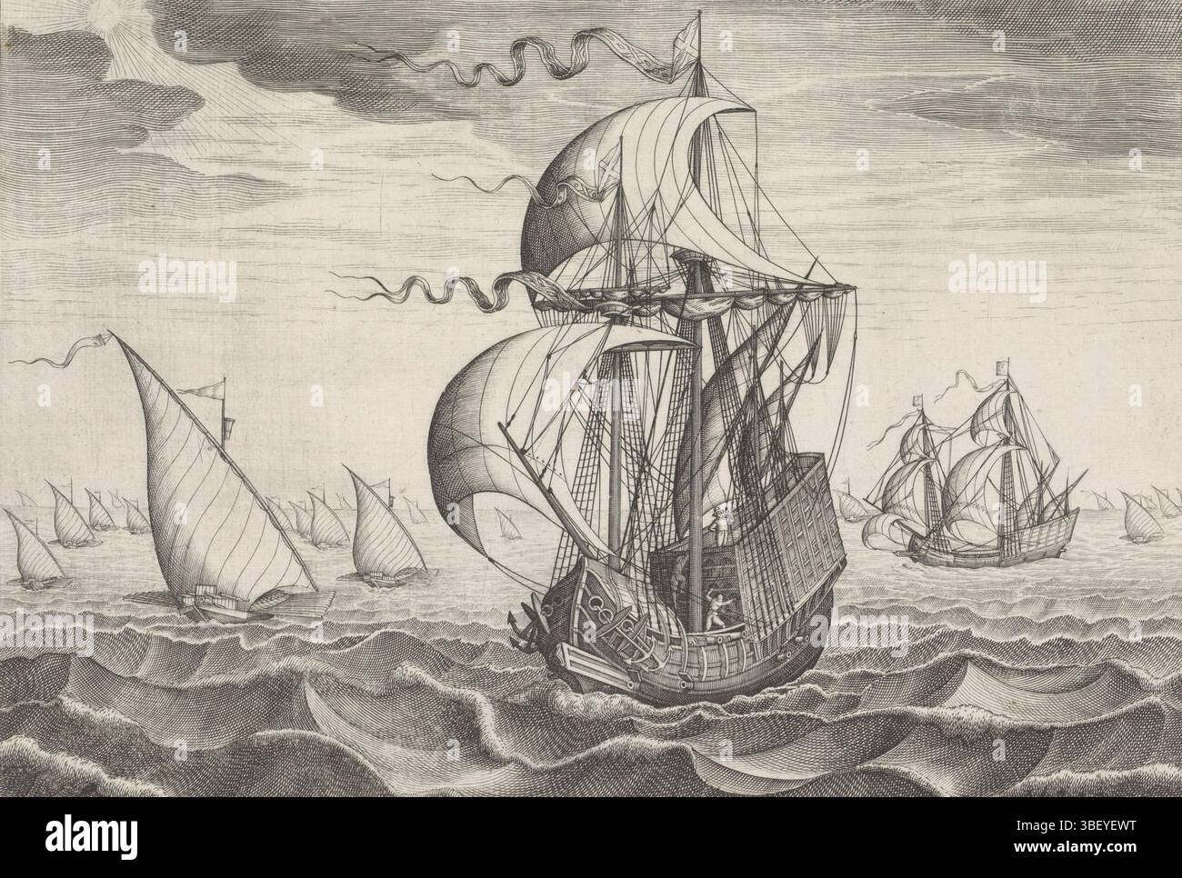 Bruegel, Pieter (I), Sailing ships, Great Sailing ship accompanied by ...