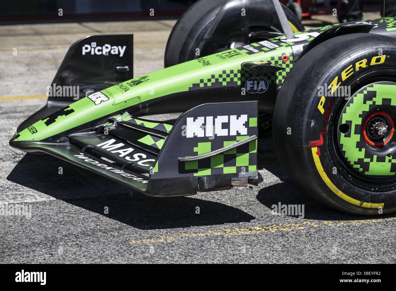 Stake F1 Team Kick C45, mechanical detail, front wing, during the ...