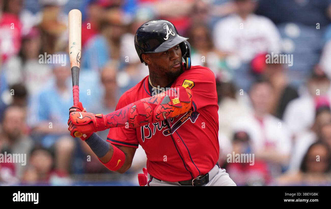 Atlanta Braves' Ronald Acuña Jr. plays during the first baseball game ...