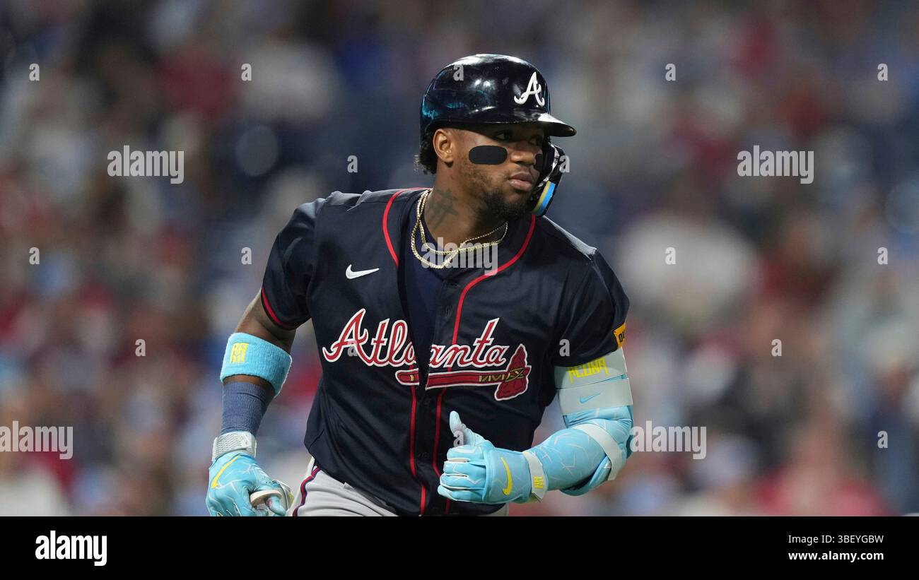 Atlanta Braves' Ronald Acuña Jr. plays during the second baseball game ...