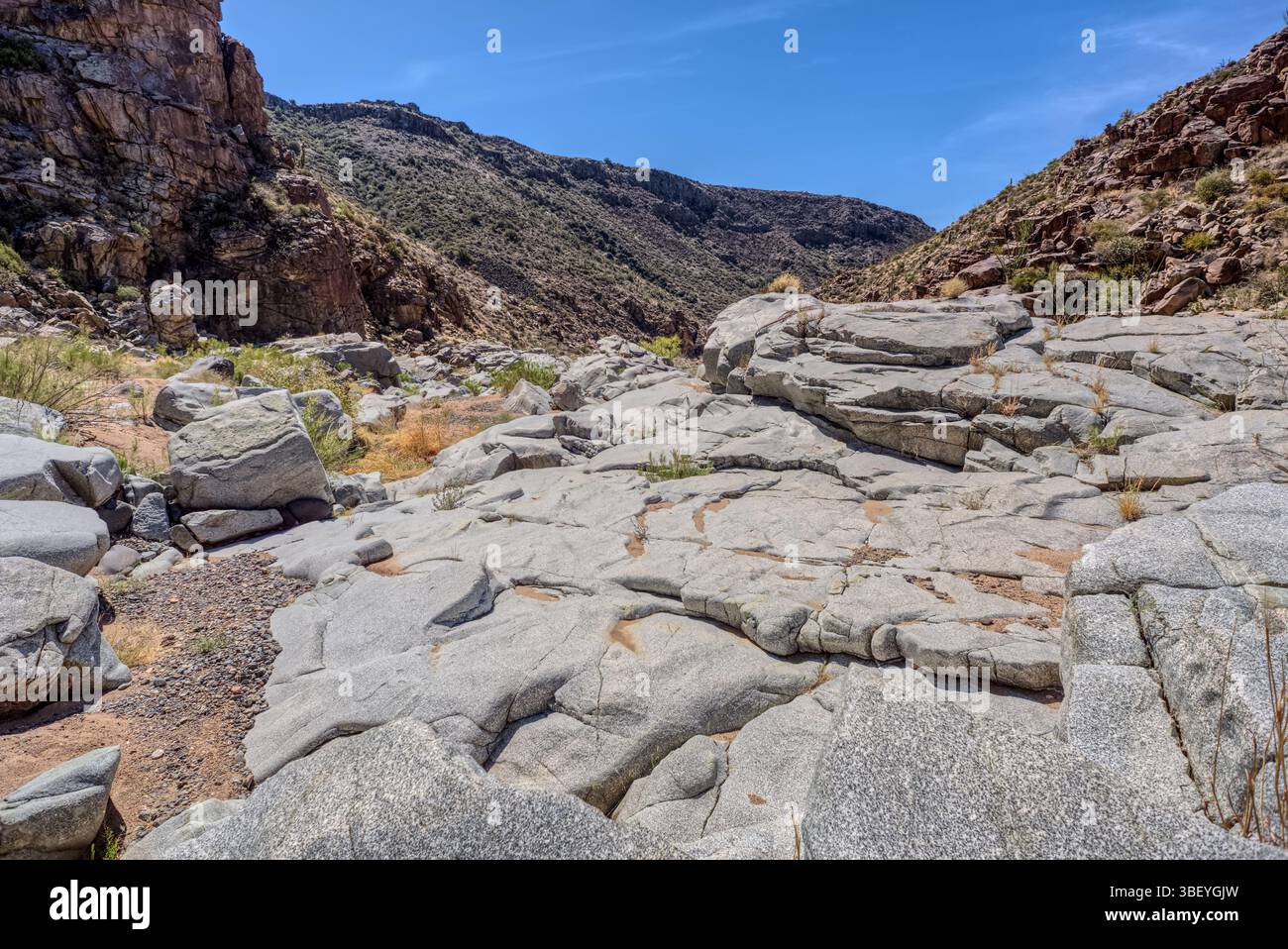 The granite riverbed of the Agua Fria River Canyon in the Agua Fria ...