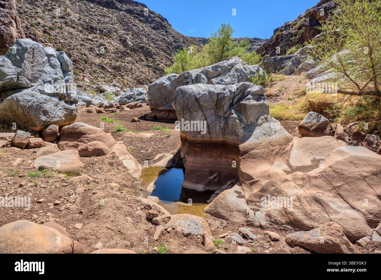 The granite riverbed of the Agua Fria River Canyon in the Agua Fria ...