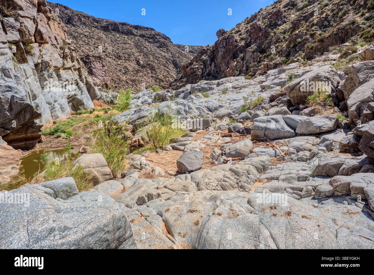 The granite riverbed of the Agua Fria River Canyon in the Agua Fria ...