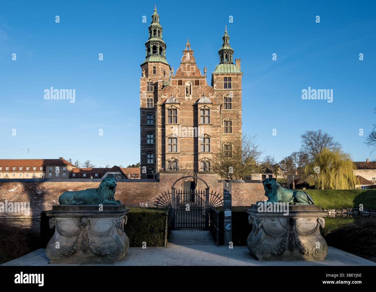 View of Rosenborg Slot, a 17th-century Renaissance castle set in ...
