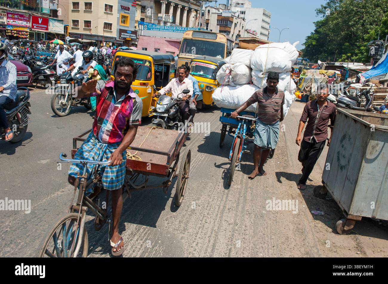 Cycle rickshaw, George Town neighbourhood, downtown Chennai (Madras ...