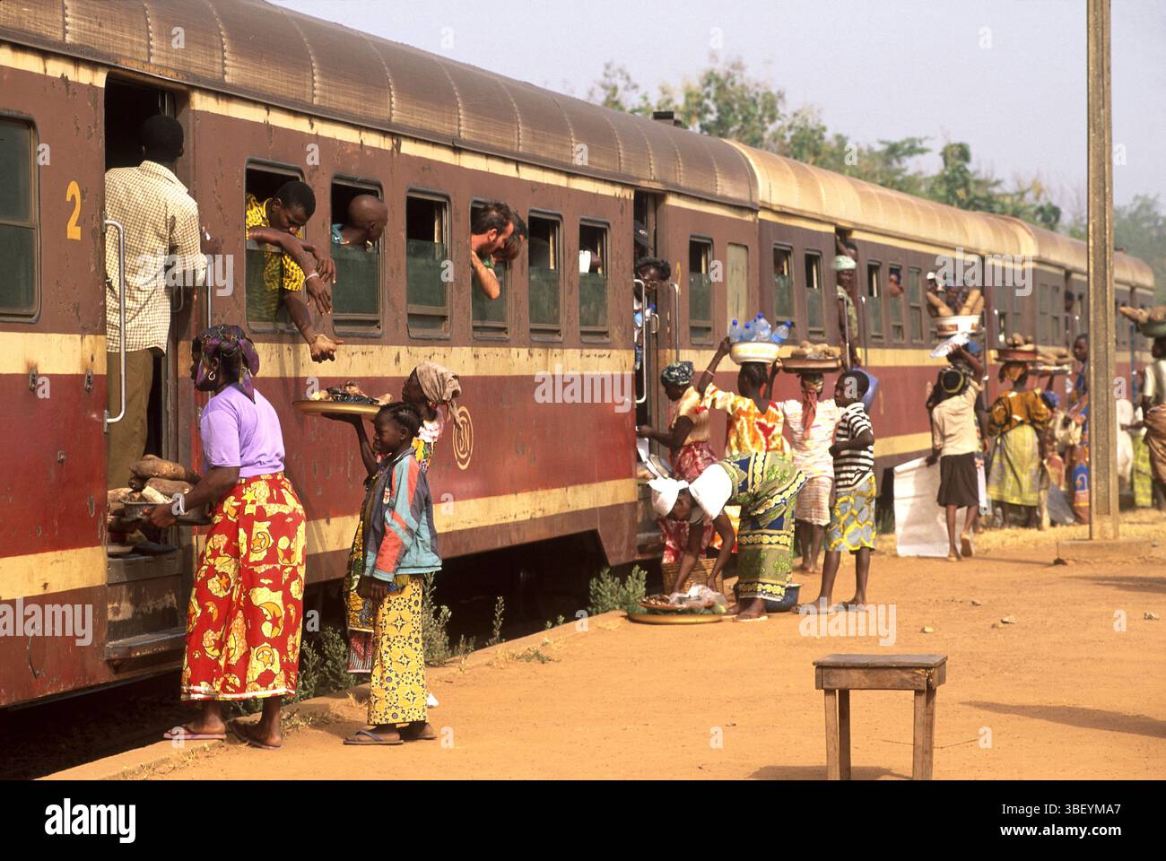 Peddlers at Tchaourou station, Borgou department, Benin, Africa Stock ...