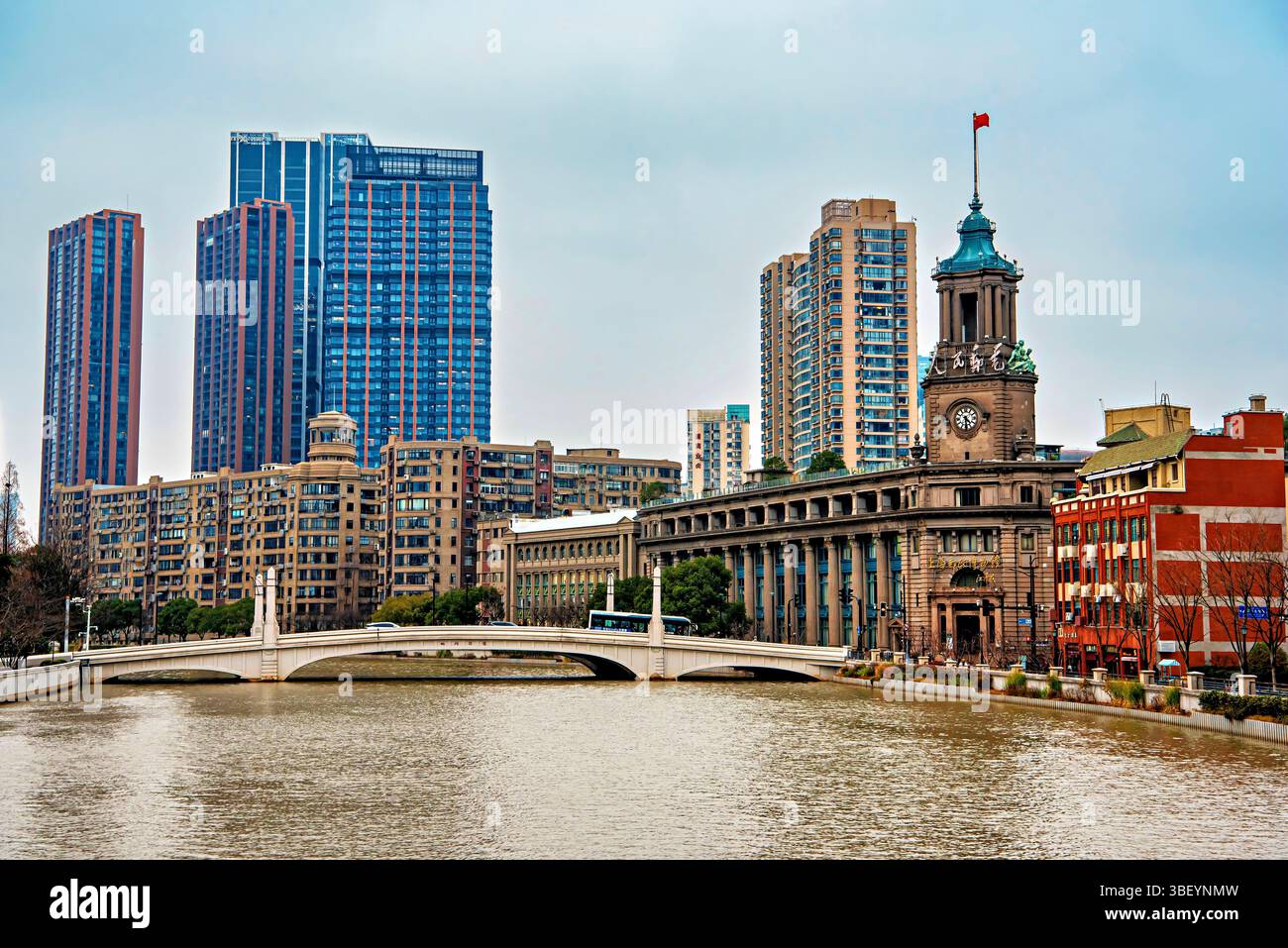 Suzhou Creek with the Shanghai Postal Museum (built in the 1920s) on ...