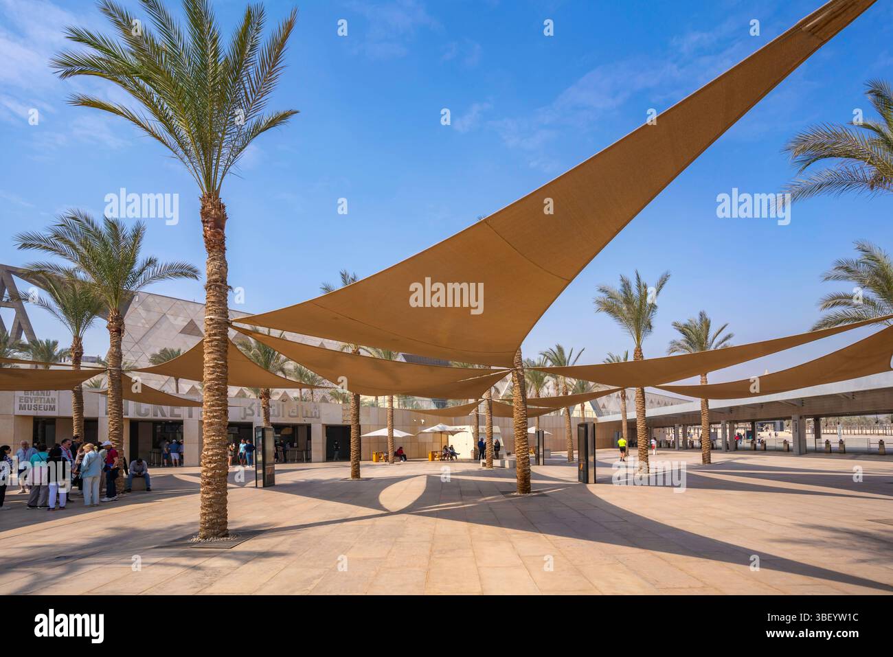 View of entrance to the Grand Egyptian Museum (GEM), Cairo, Egypt ...