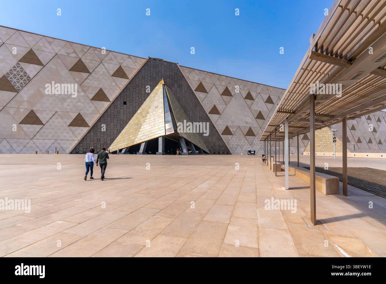 View of the exterior of the Grand Egyptian Museum (GEM), Cairo, Egypt ...