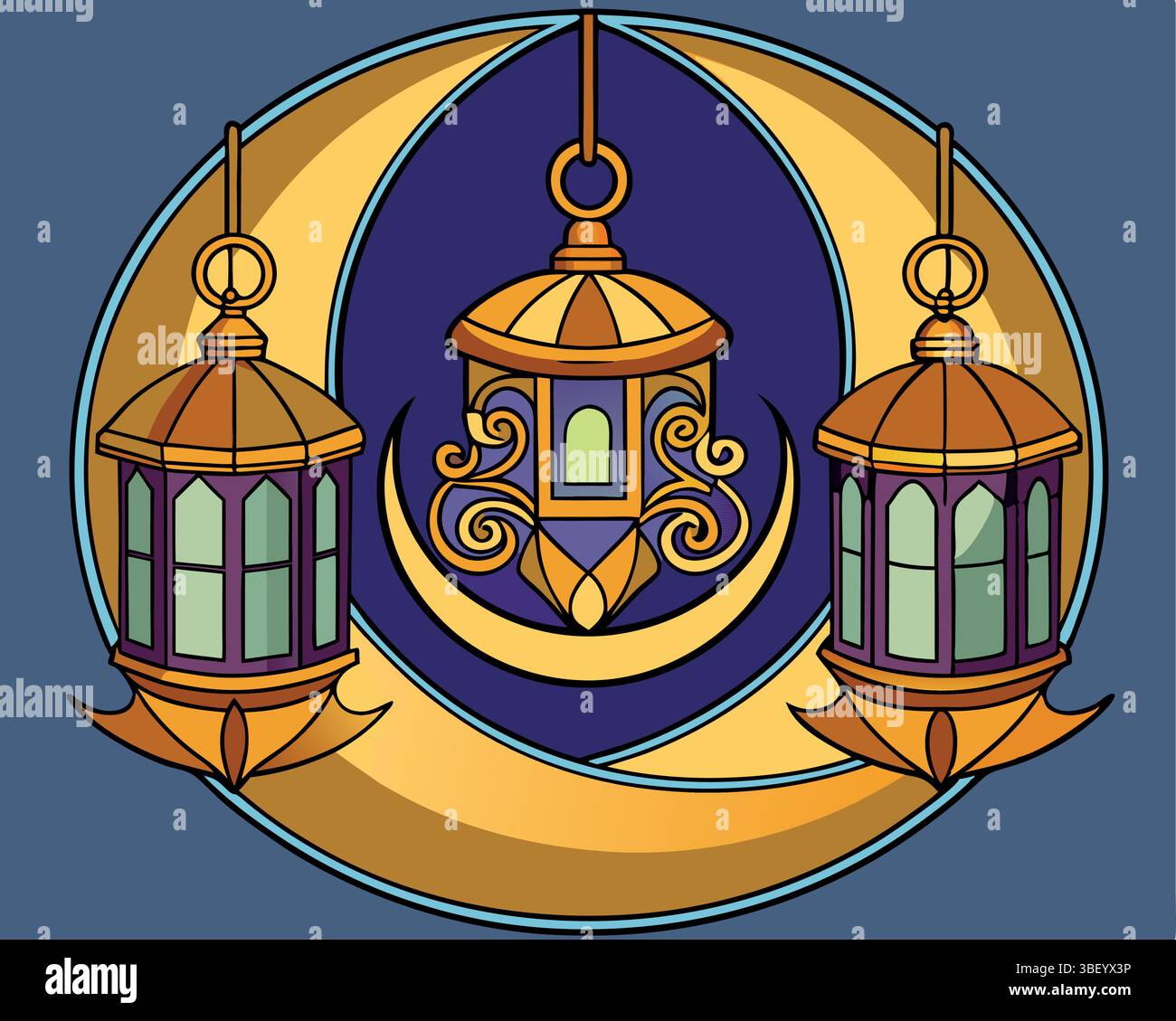 Blue crescent moon Stock Vector Images - Alamy