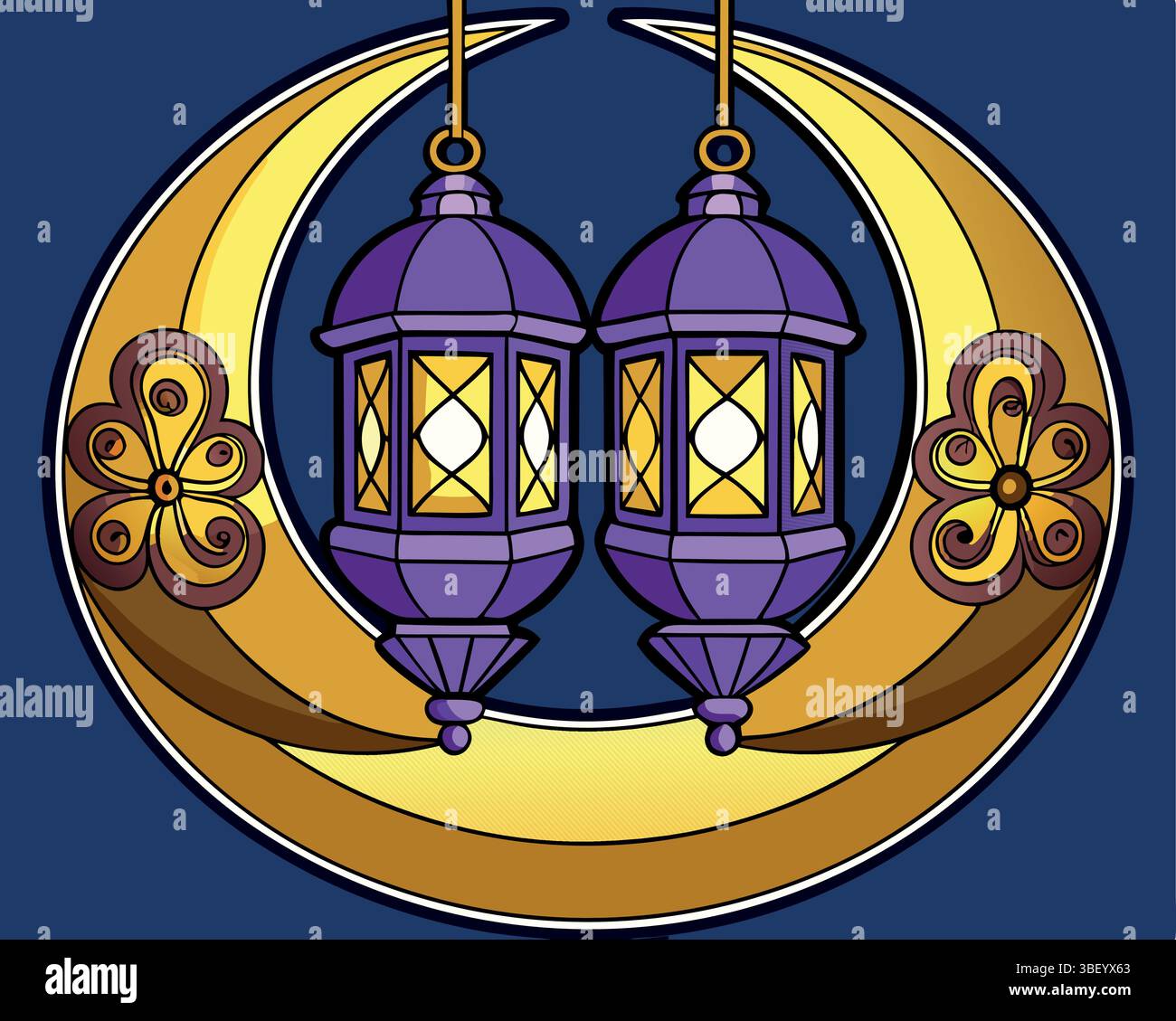 Blue crescent moon Stock Vector Images - Alamy