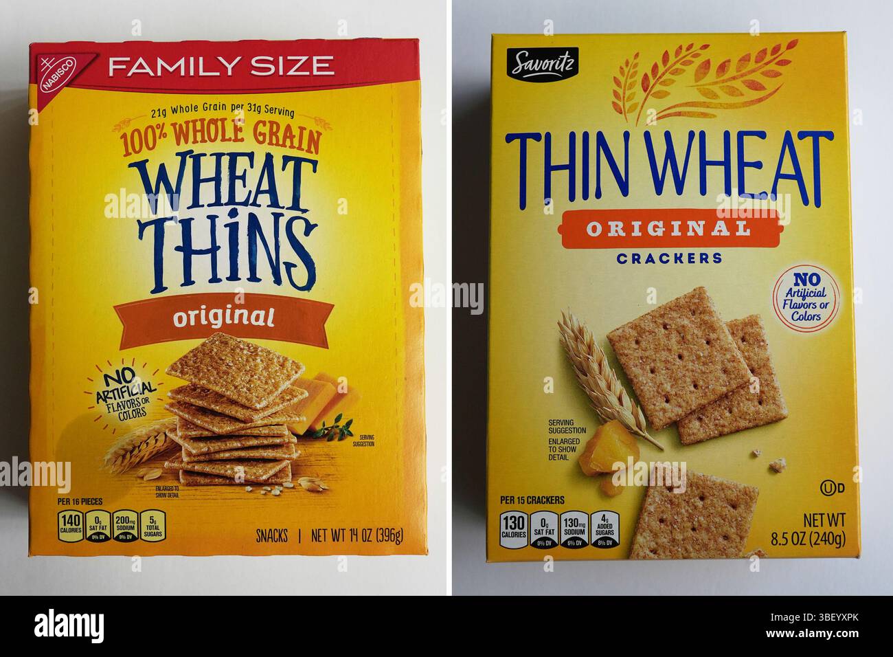 This combo of images shows, Mondelez's Wheat Thins, left, and, Aldi’s ...