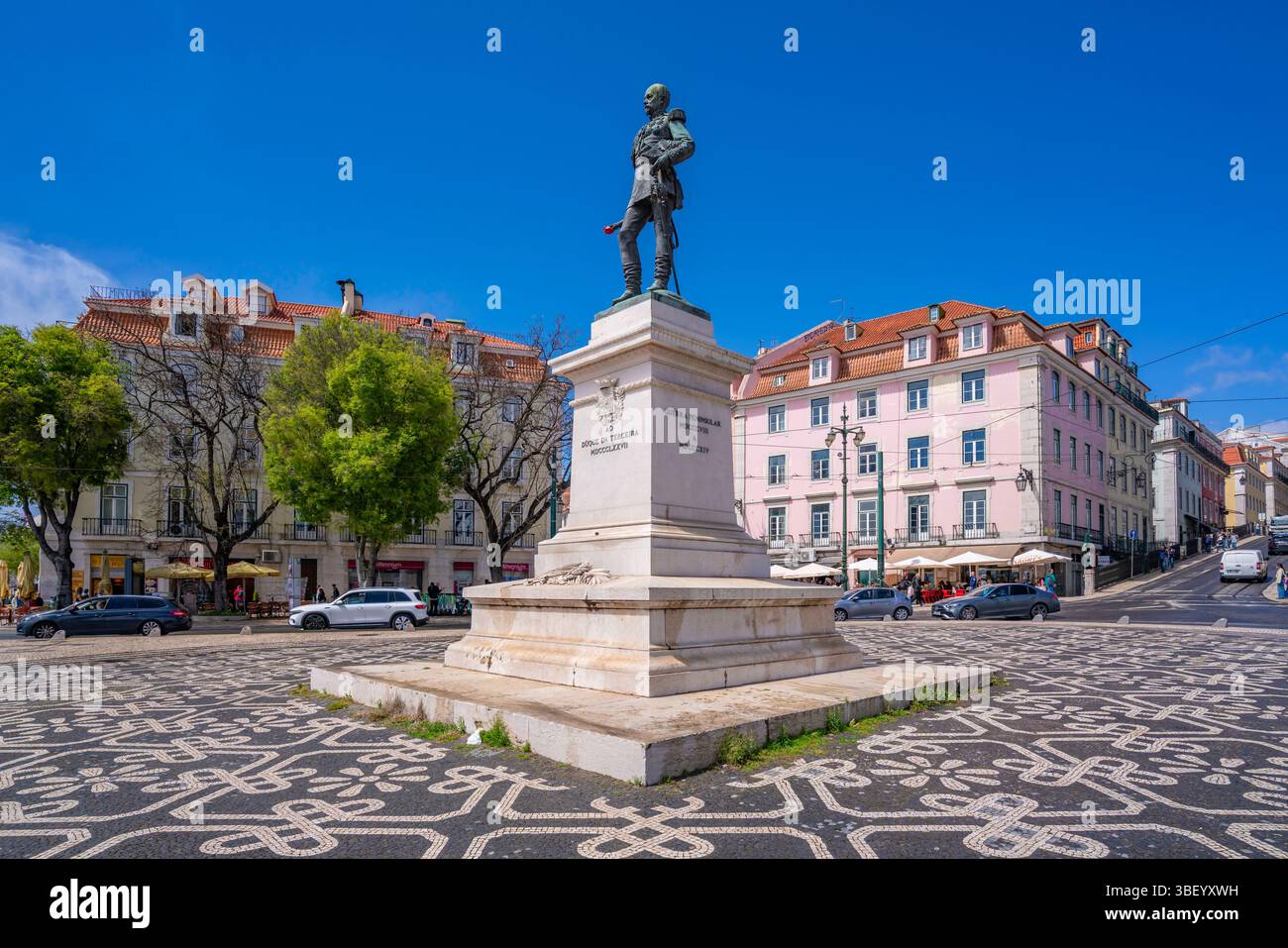 View of Duke of Terceira statue in PC Duque da Terceira on a sunny day ...