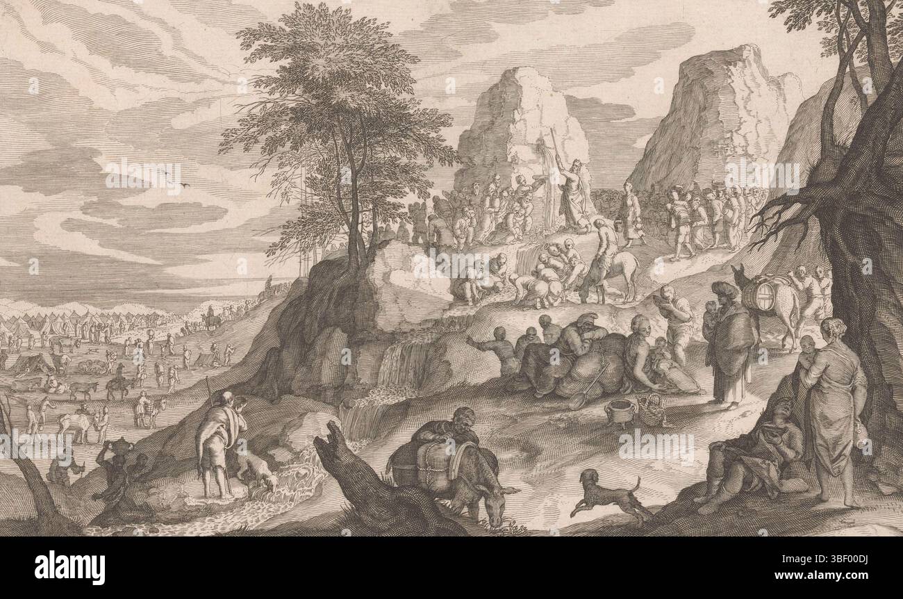 Major, Isaac, Landscape with Moses beating water from the rock, vero ...
