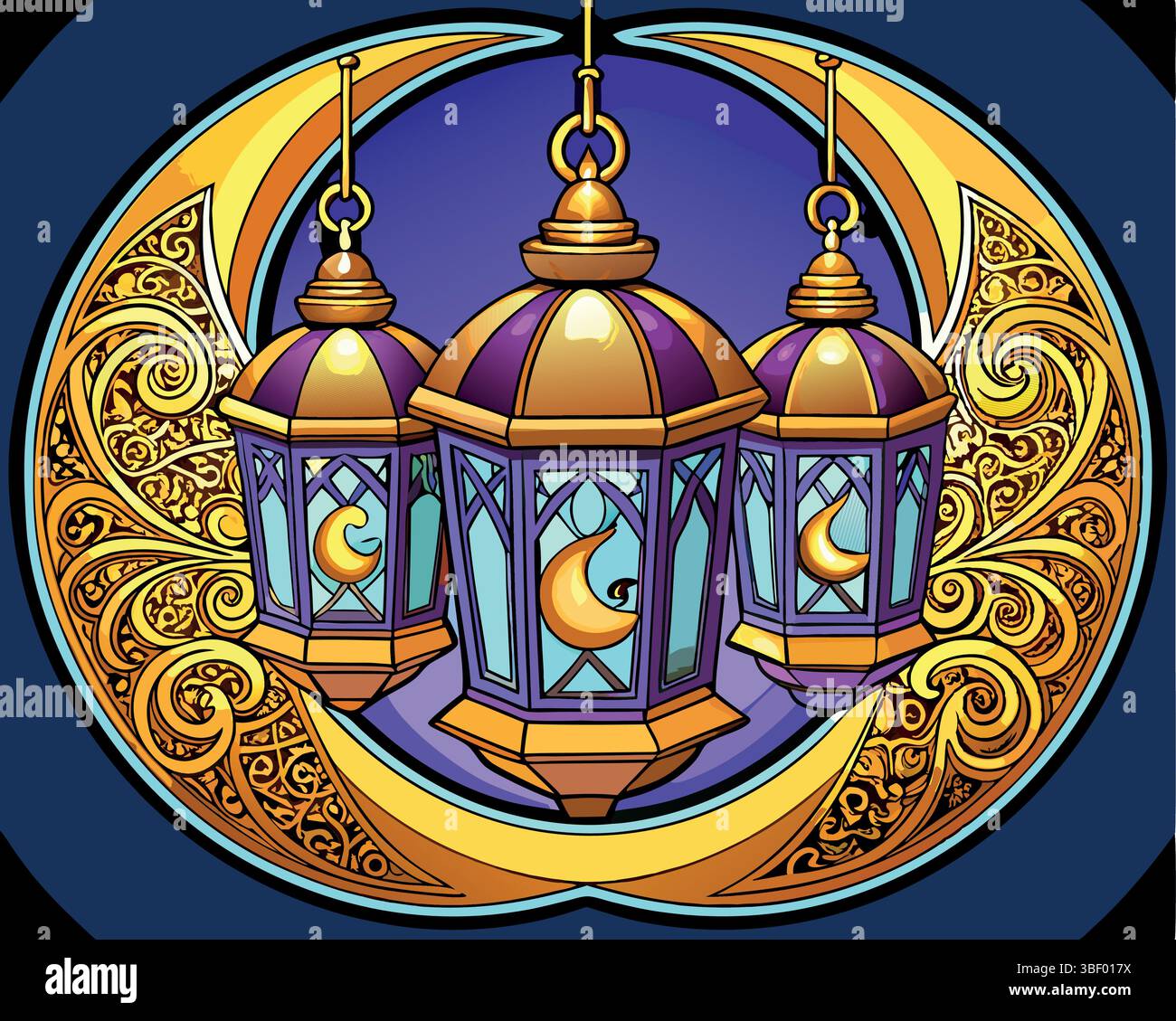 Blue muslim lanterns Stock Vector Images - Alamy