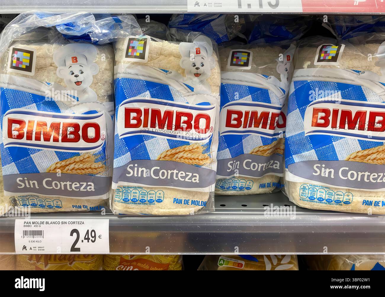 Bimbo, Toastbrot in Spanien ohne Brotkruste, Regal Supermarkt *** Bimbo ...