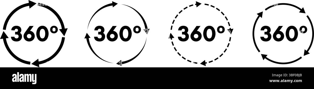 360 degrees icon set isolated vector illustration Stock Vector Image ...