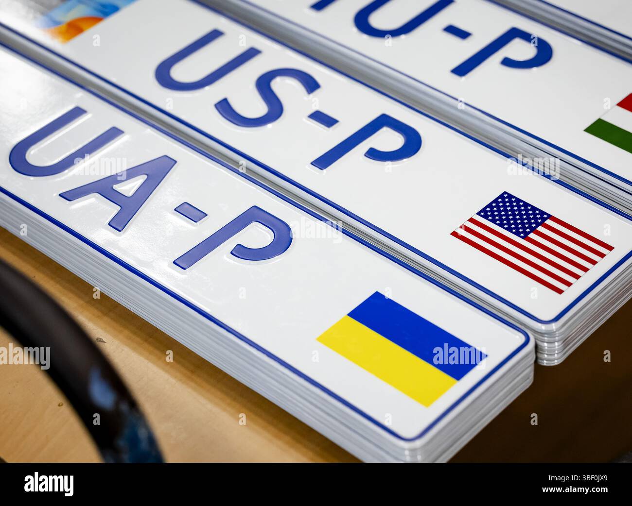 Badges for delegations from the United States and Ukraine are ready for ...