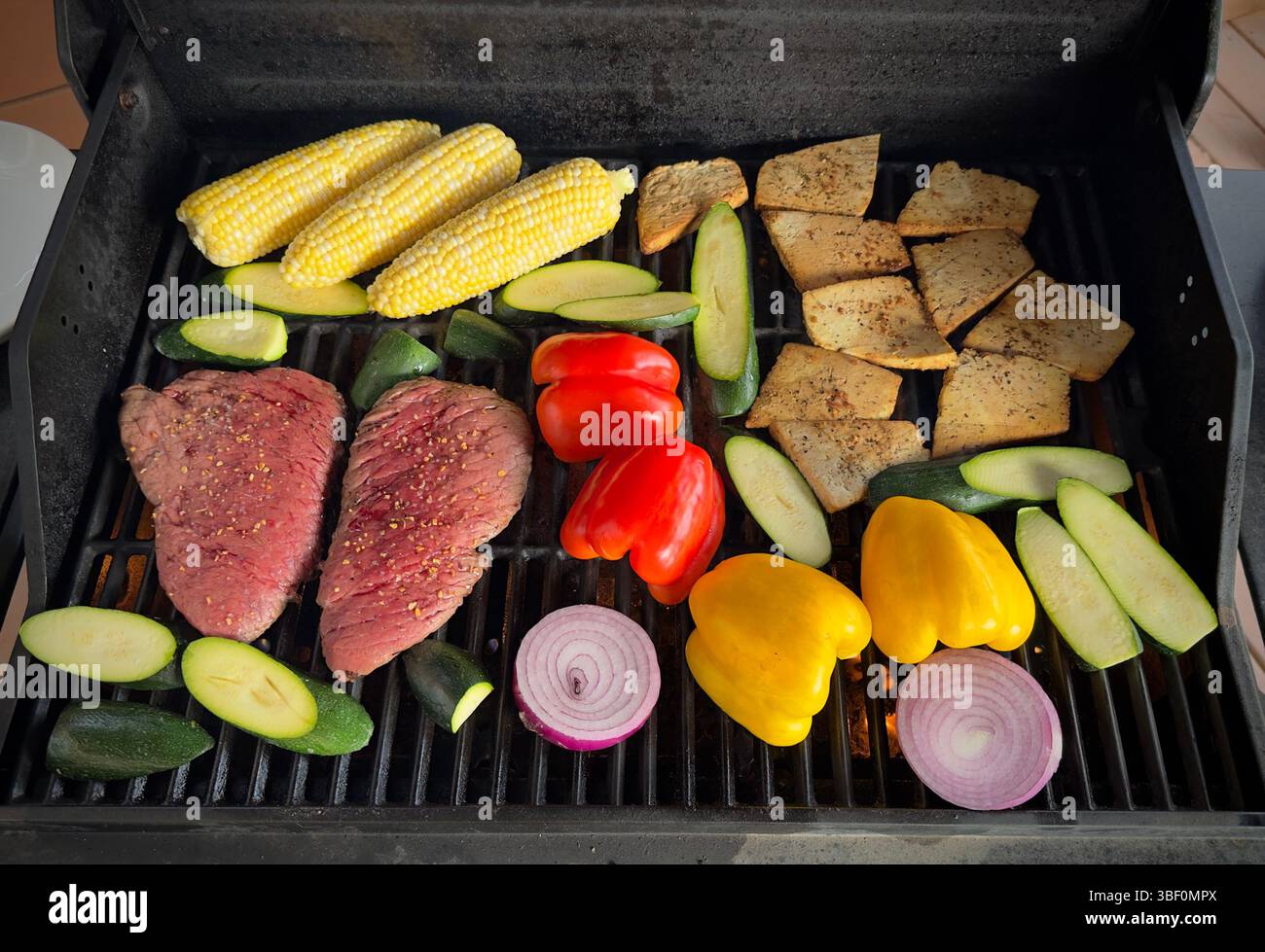 Healthy Summer BBQ with Colorful Vegetables, Tofu, and Lean Beef on ...