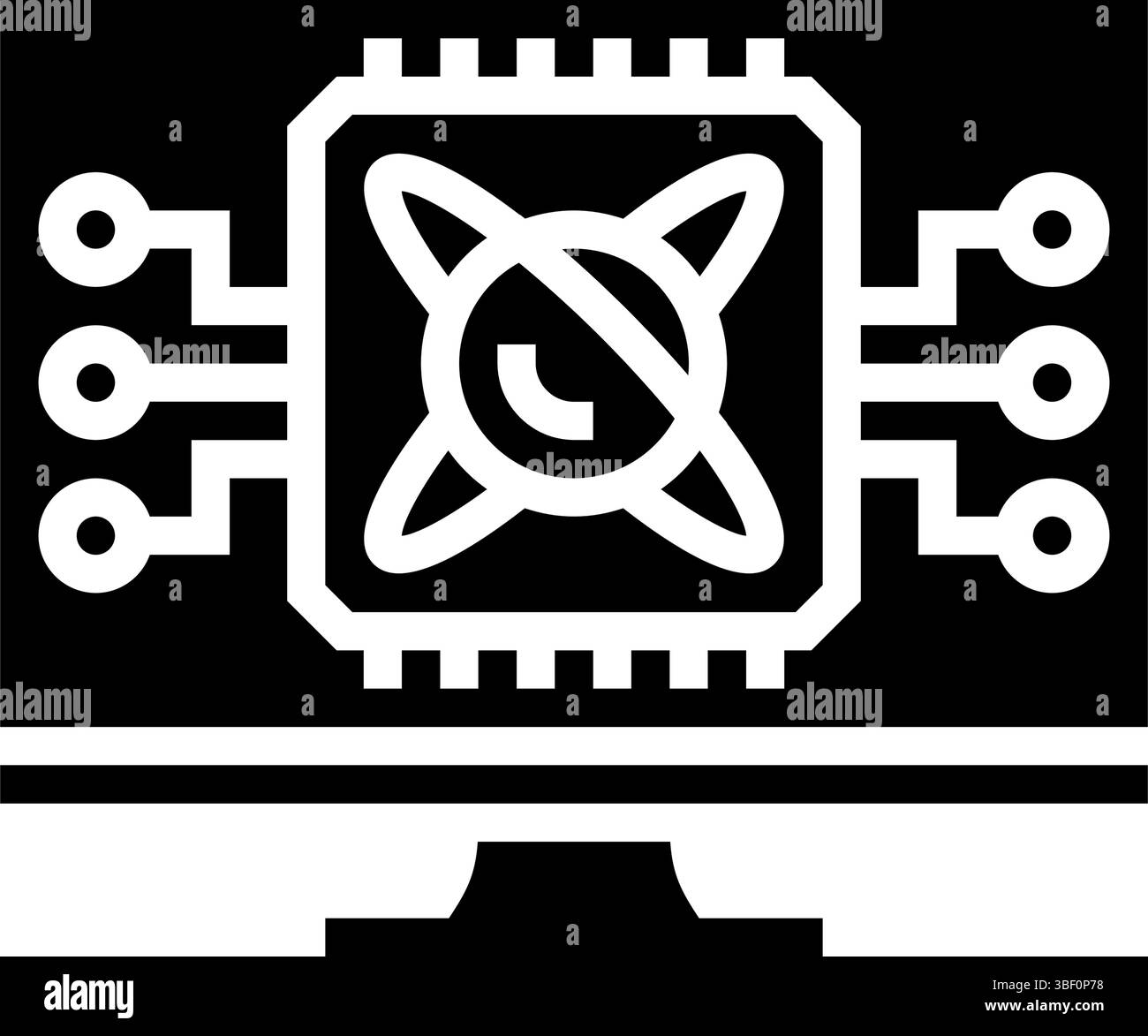 algorithm screen quantum computer glyph icon vector illustration Stock ...