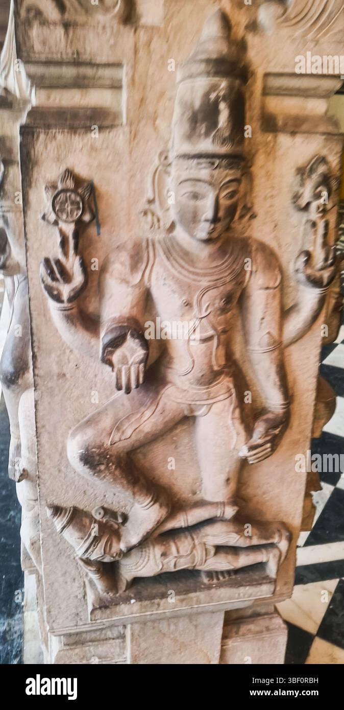 Carvings of ancient stone sculpture of indian god lord vishnu at the ...