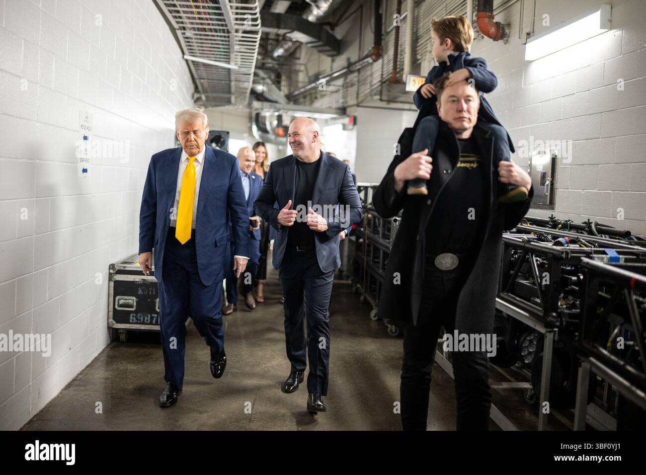 President Donald Trump, Dana White and Elon Musk attends UFC 314 at the ...
