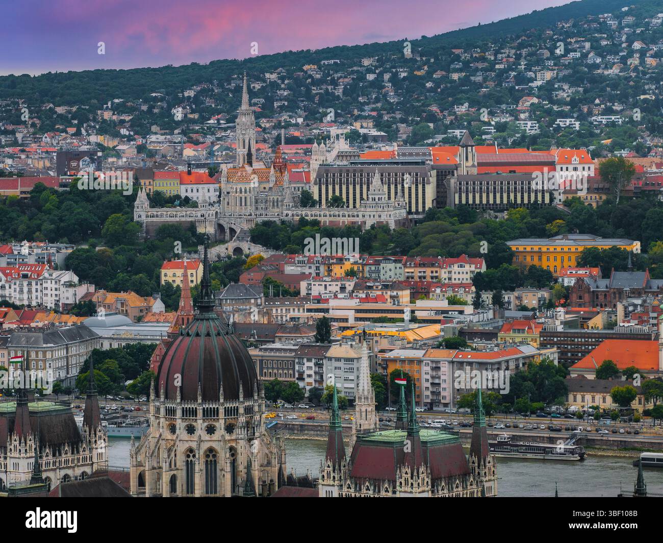 Aerial View of Budapest with Parliament and Castle Hill Landmarks Stock ...