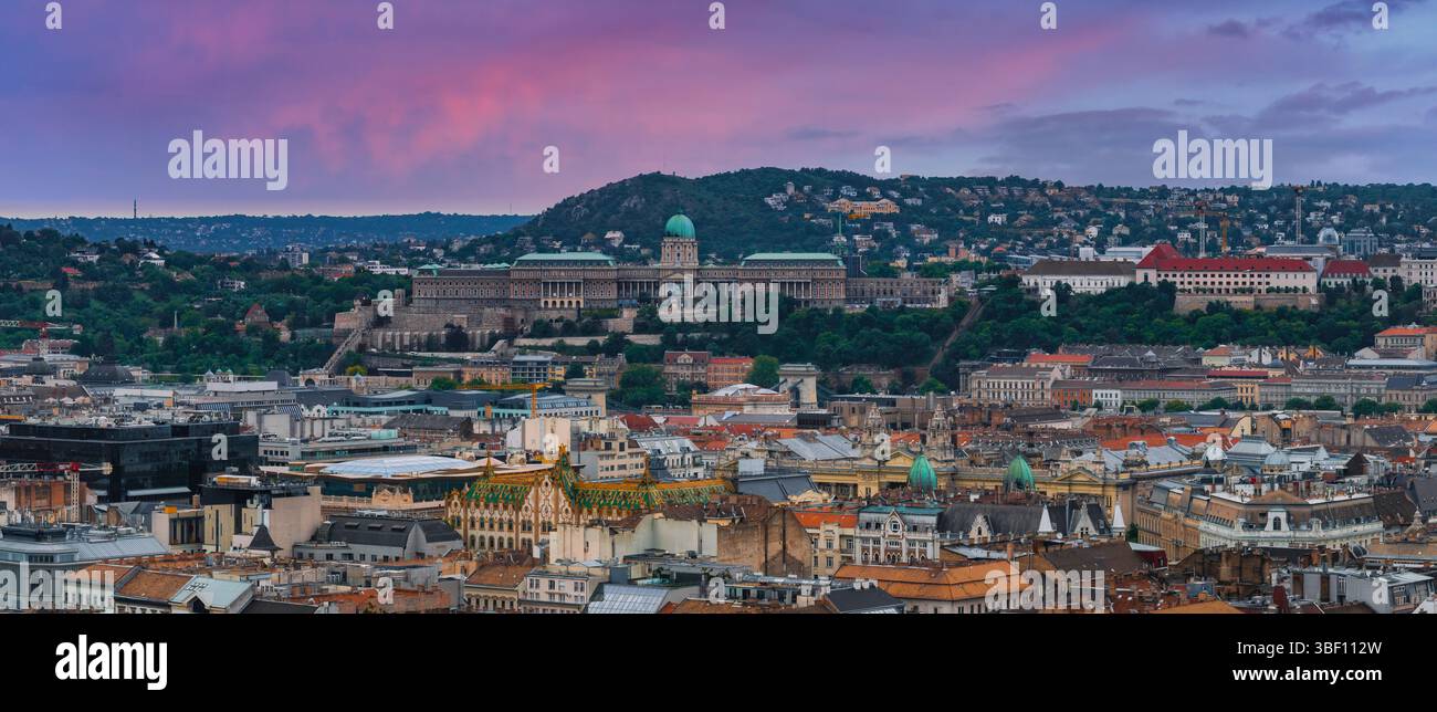 Aerial View of Buda Castle and Matthias Church in Budapest, Hungary ...