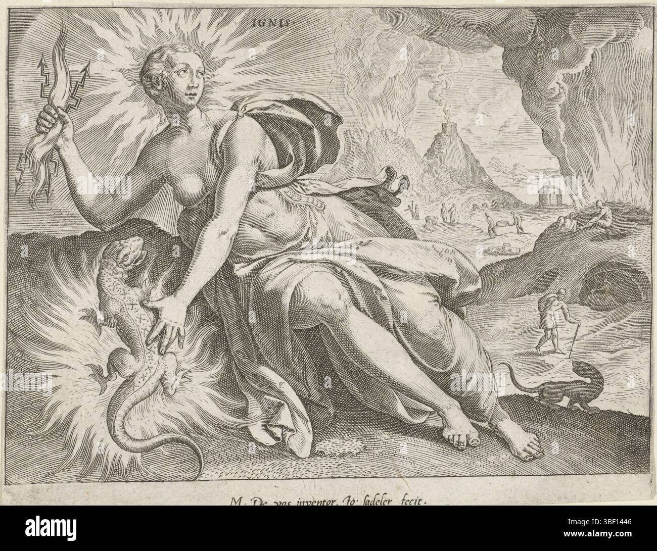 Sadeler, Johann (I), Vos, Maerten de, unknown, Sadeler, The four elements, Ignis, Fire, verso ...