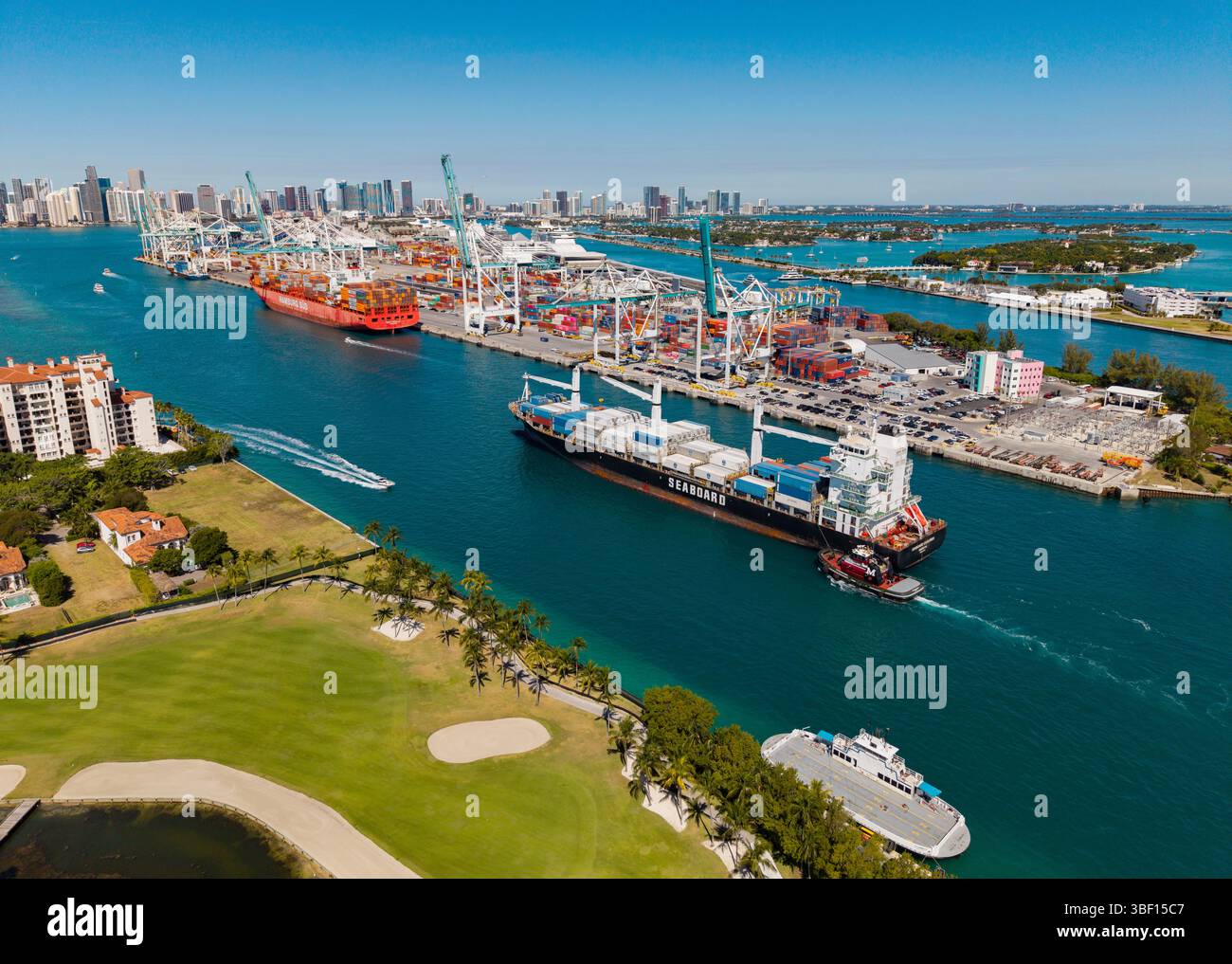 Miami, Florida, USA - March 20, 2025: Shipping container cargo vessel ...