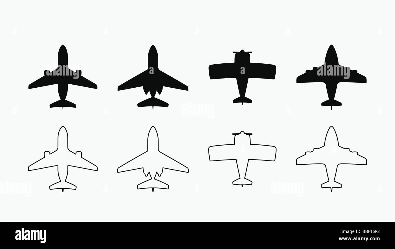 simple airplanes icons in set on white Stock Vector Image & Art - Alamy