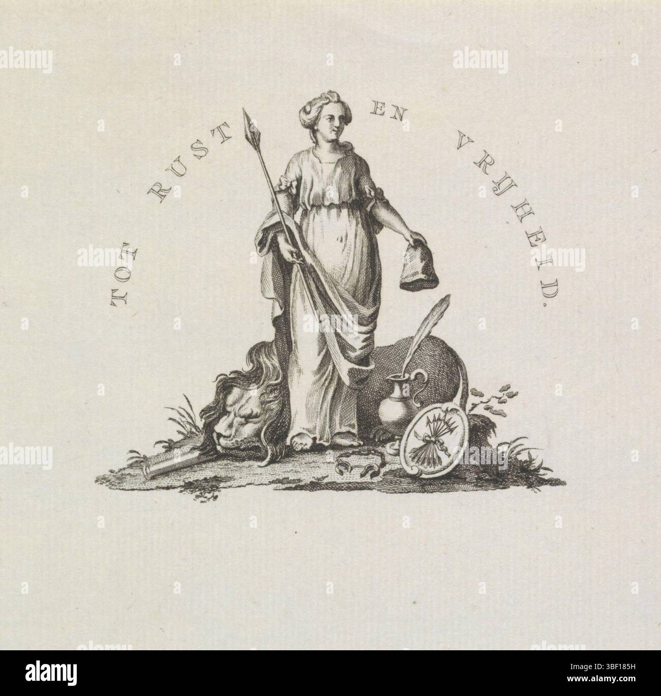 Personalization of Freedom, verso - stamped, Freedom standing with a ...