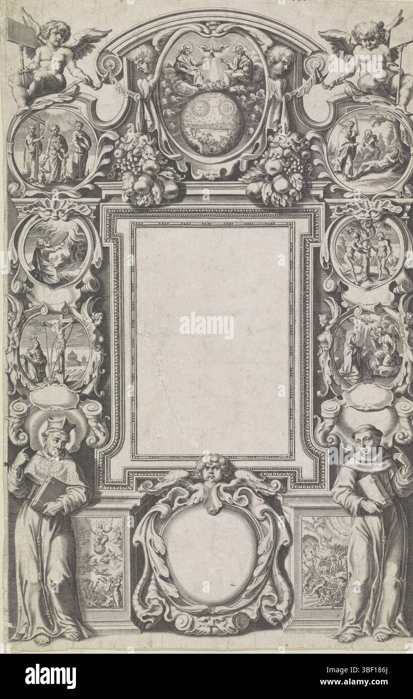 Southern Netherlands, Title page with two clergy and biblical ...