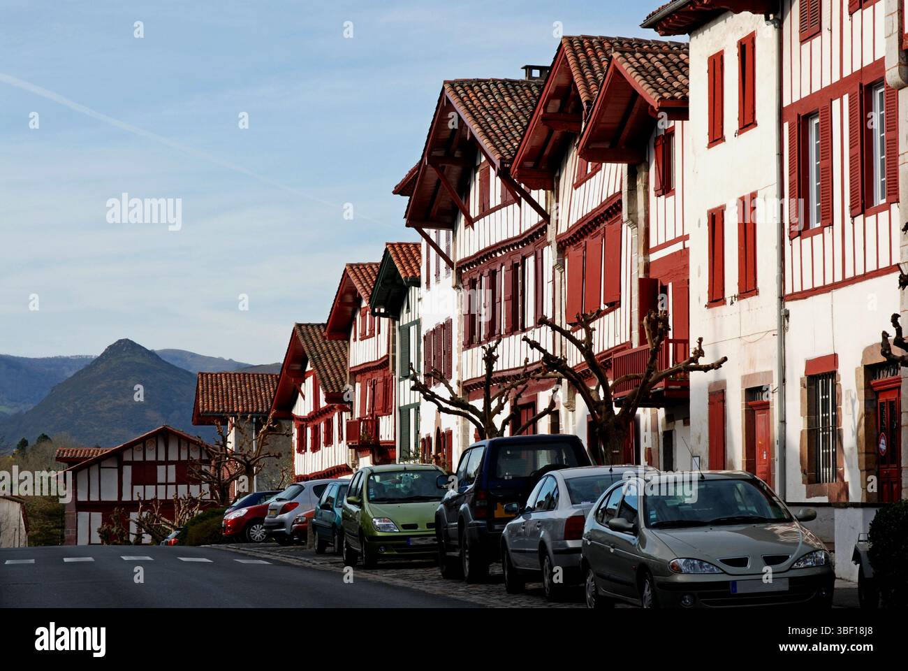 Traditional architecture of the Basque Country, in Ainhoa, Pyrénées ...