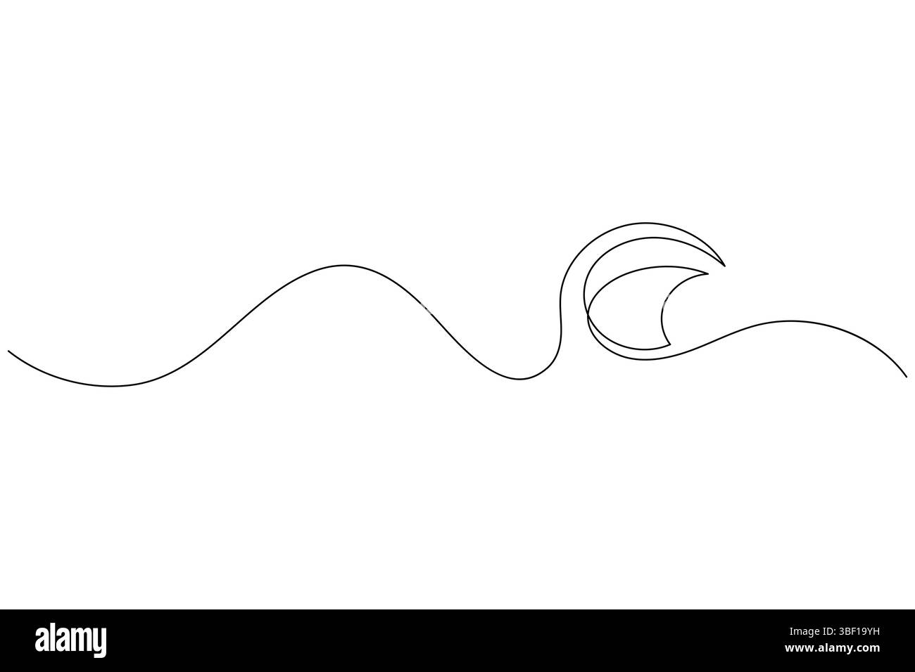 Ocean wave minimalist one line art drawing and style isolate outline ...