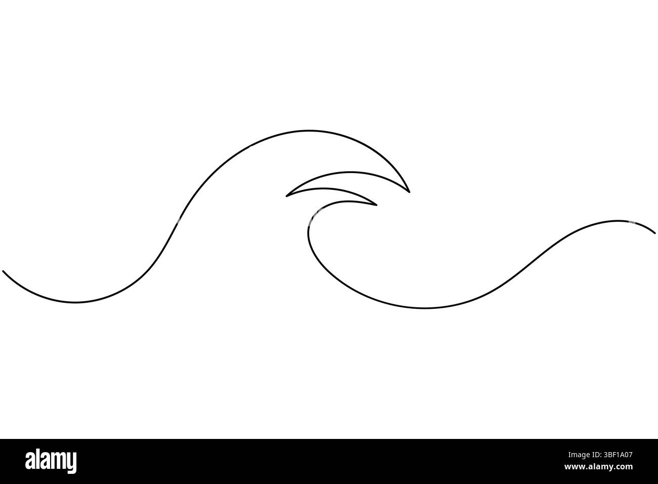 Ocean wave minimalist one line art drawing and style isolate outline ...