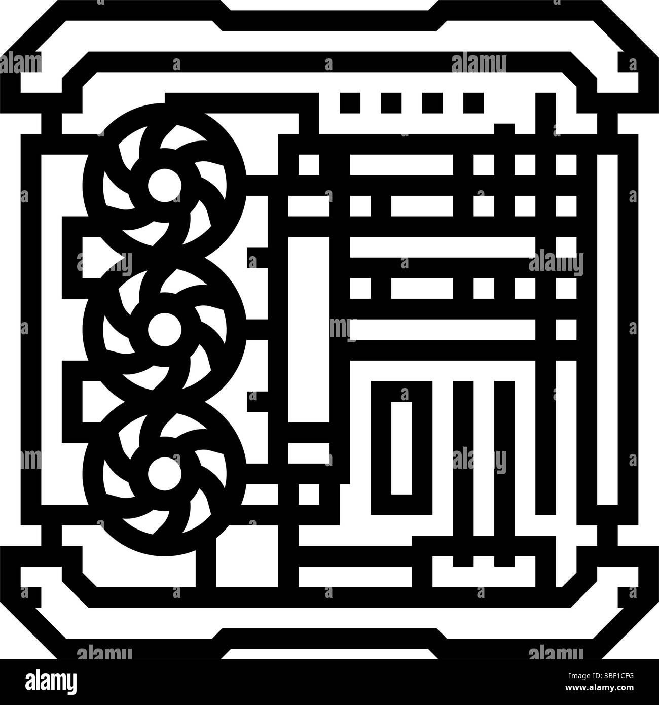 custom build open case gaming pc line icon vector illustration Stock ...