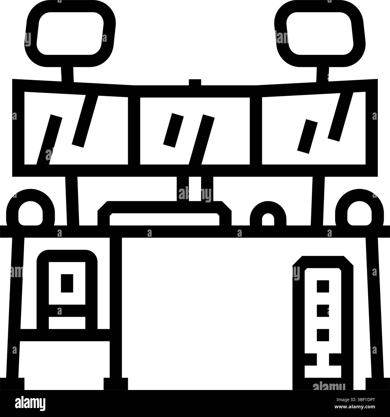 multi screen streaming setup gaming pc line icon vector illustration ...