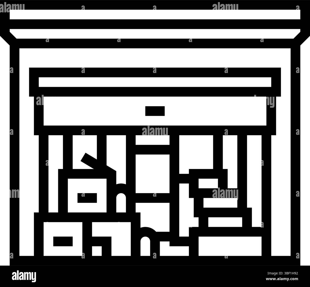 cluttered messy garage line icon vector illustration Stock Vector Image ...