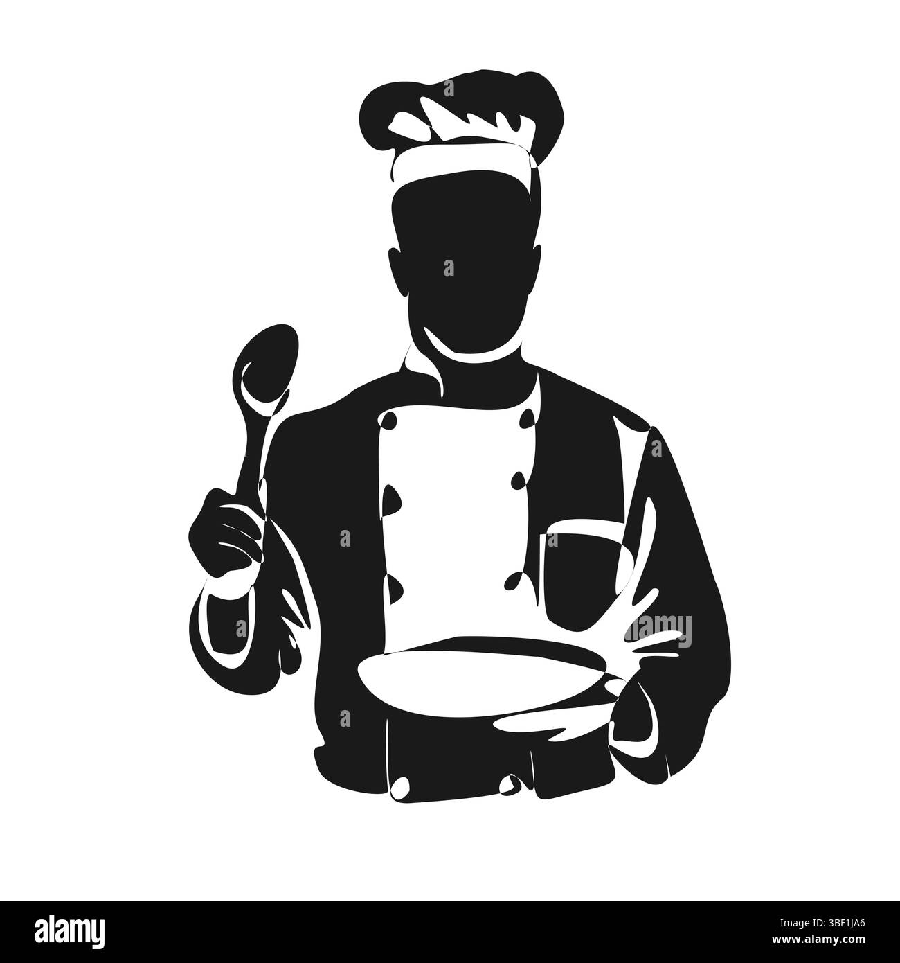 Chef cook line art vector illustration isolated on white background ...