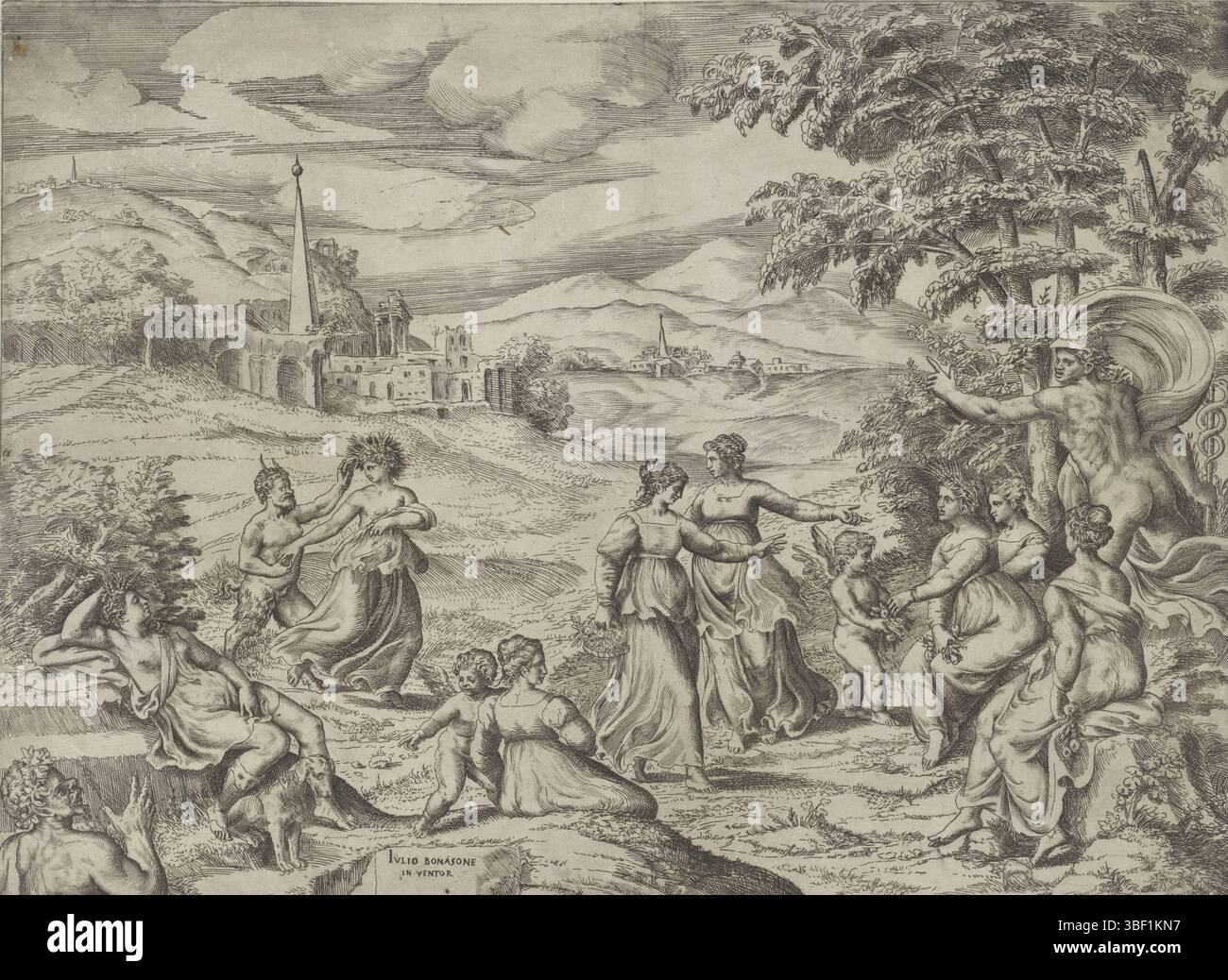 Italy, Bonasone, Giulio, Italy, Mercury tells the story of Pan and ...