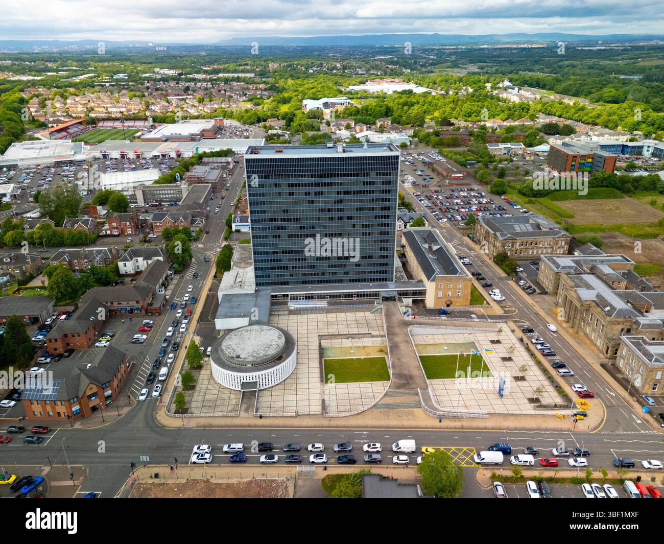 Hamilton, South Lanarkshire, Scotland, UK. 30th May 2025. Aerial view ...