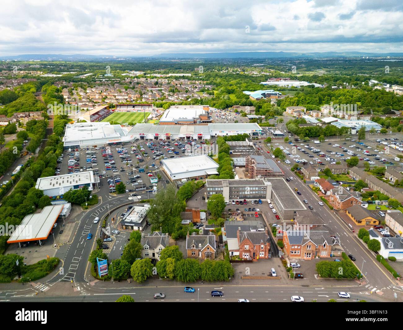 Hamilton, South Lanarkshire, Scotland, UK. 30th May 2025. Aerial view ...