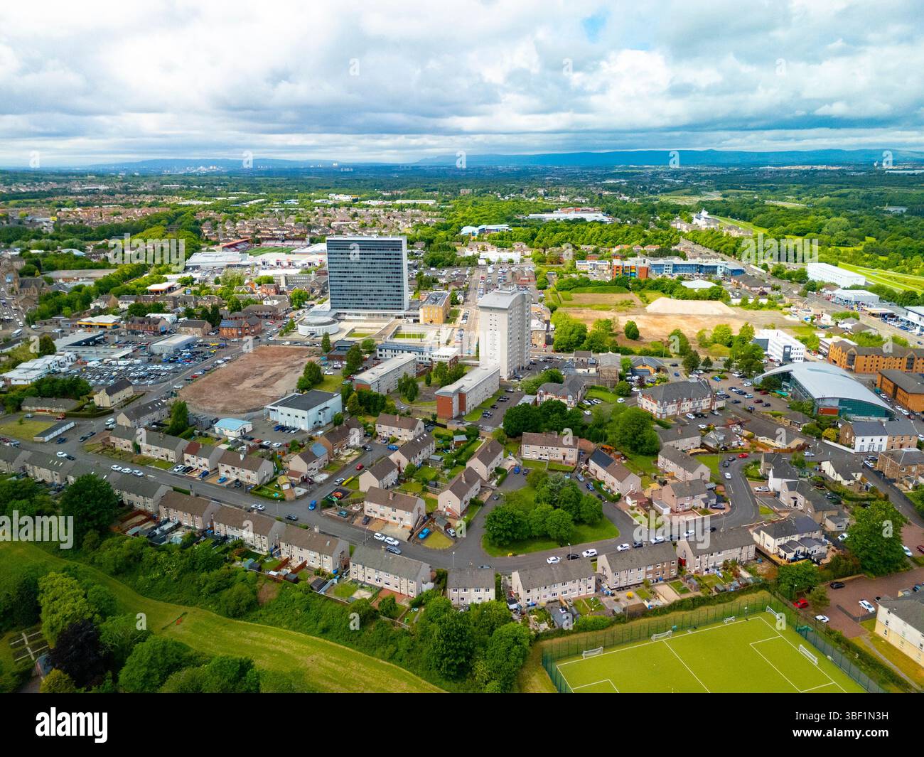 Hamilton, South Lanarkshire, Scotland, UK. 30th May 2025. Aerial view ...