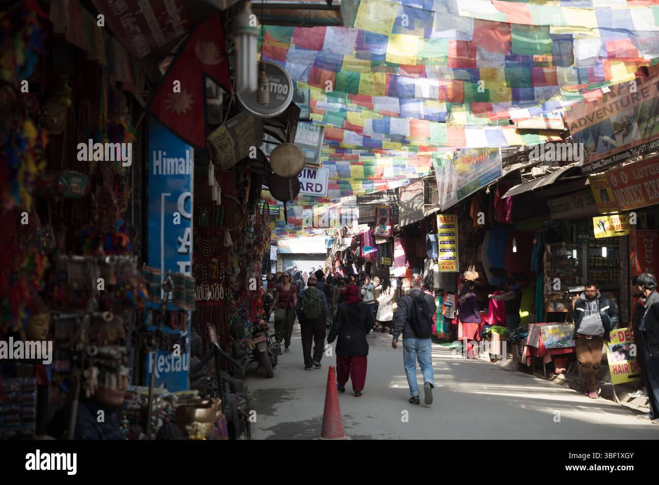 Tourists stroll through Thamel, Kathmandu, Nepal, shopping for ...