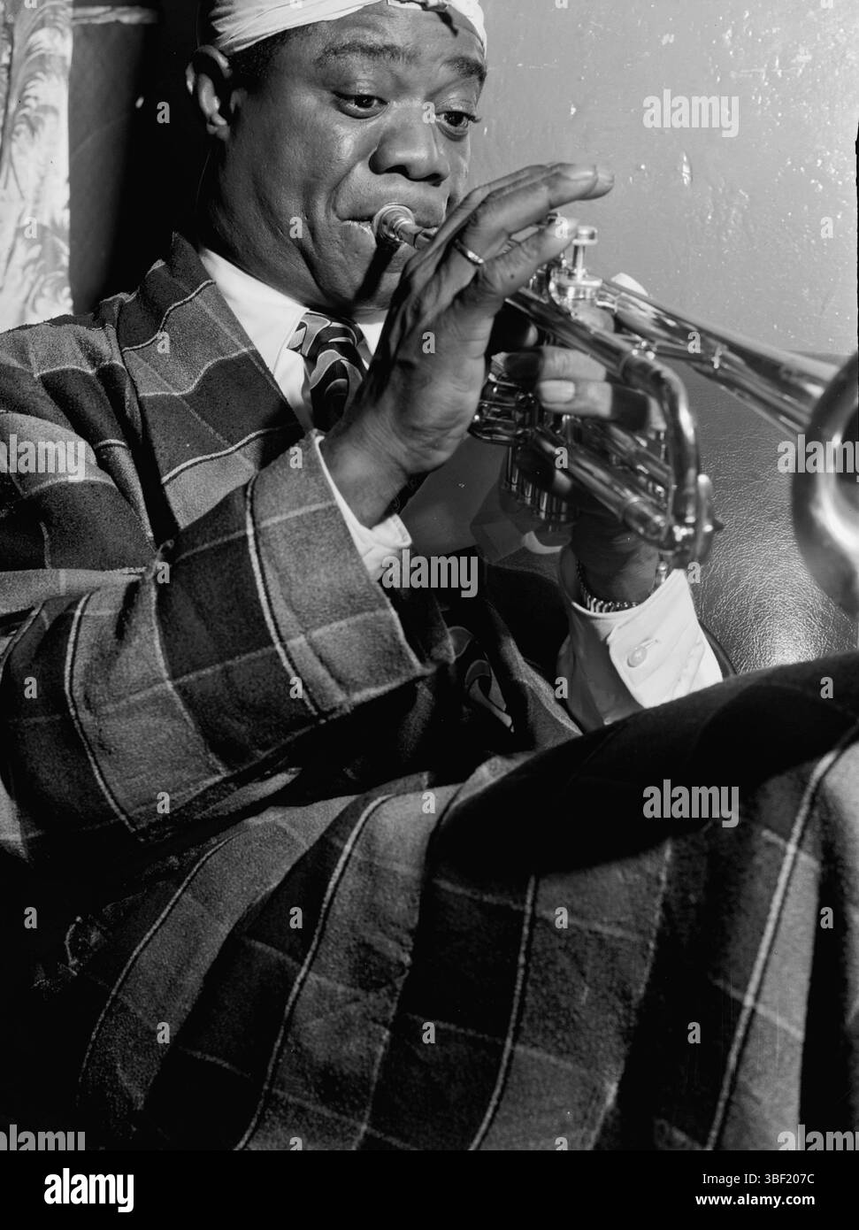 Louis Armstrong playing at the Aquarium, New York, July 1946. Louis ...