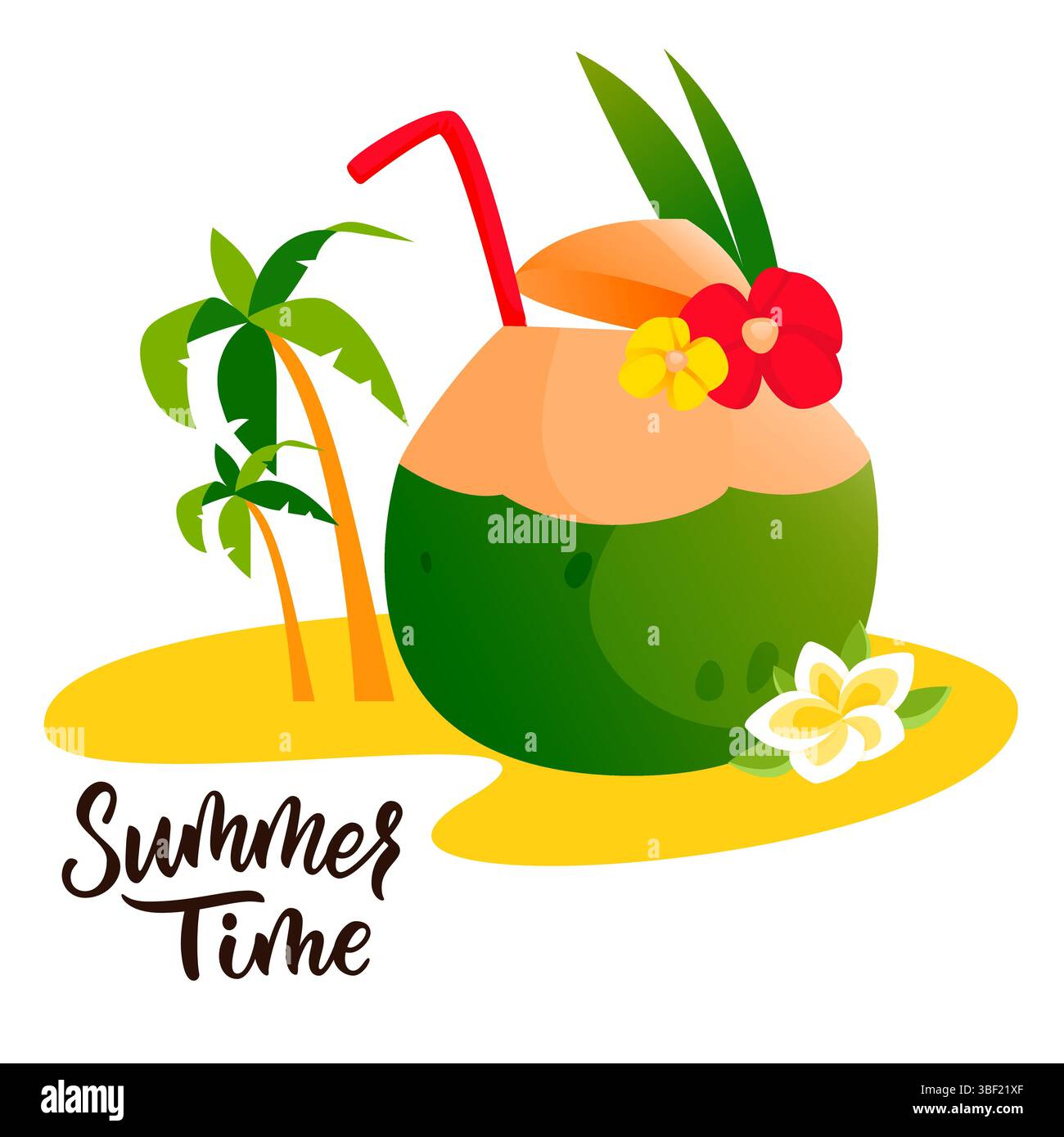 Summer beach in flat Cut Out Stock Images & Pictures - Alamy