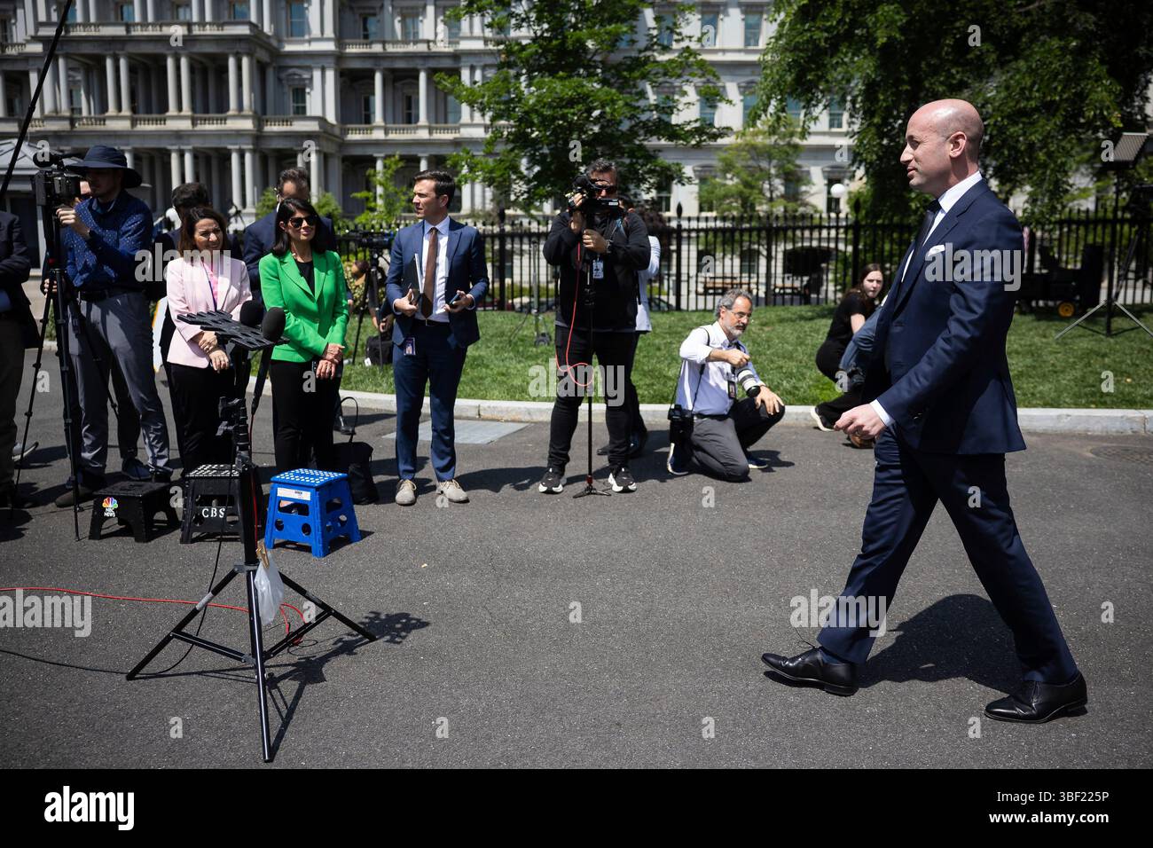 White House Deputy Chief of Staff Stephen Miller arrives to speak with ...
